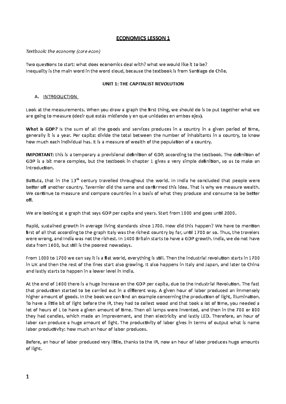 Economics Lesson 1 - SHEILA CHAPMAN - ECONOMICS LESSON 1 Textbook: the ...