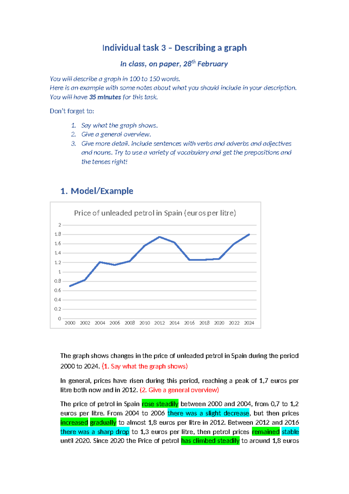 IT3 instructions and model answer 23-24 - Individual task 3 – Describing a graph In class, on ...