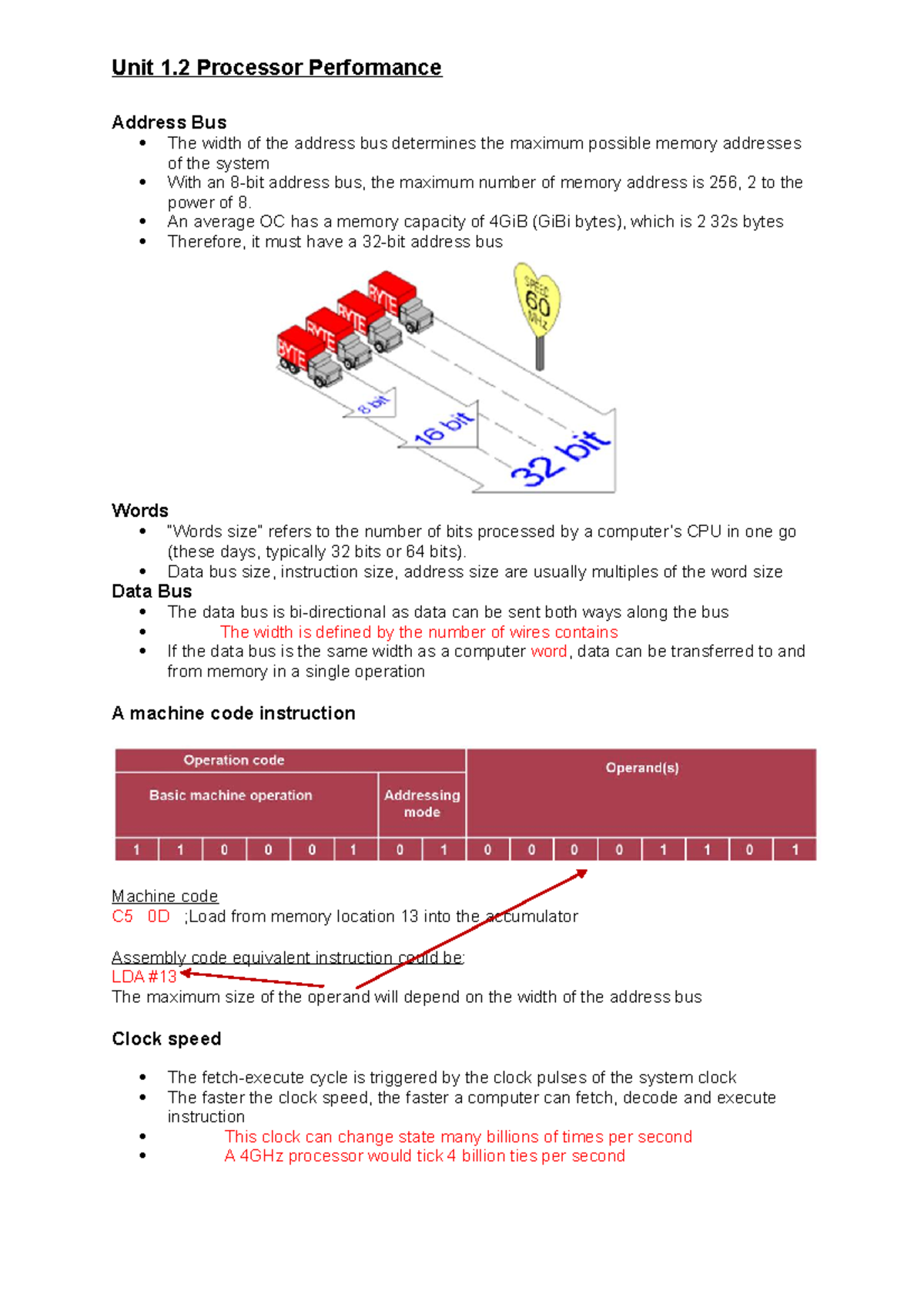 Processor Performance - Unit 1 Processor Performance Address Bus The width of the address bus ...