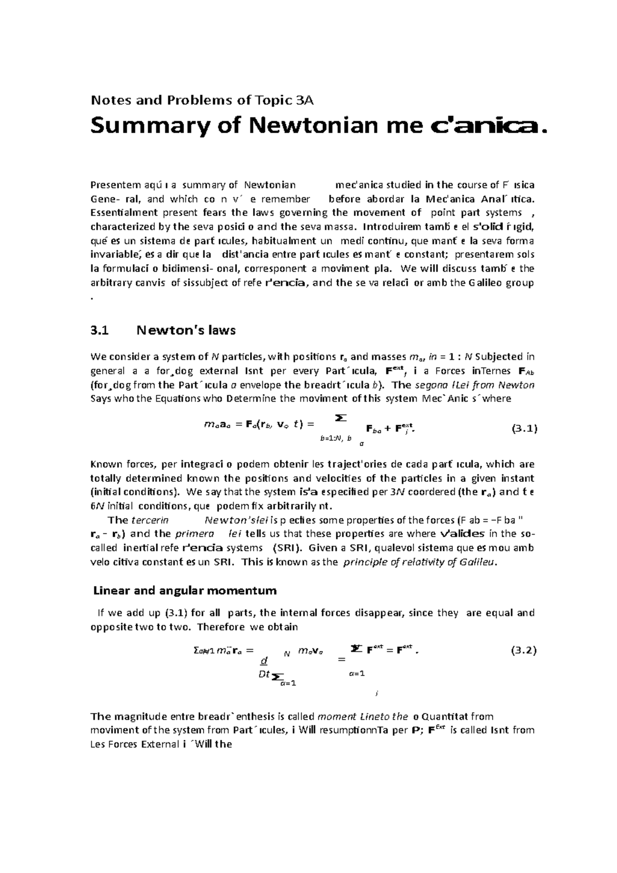 Notes and Problems Algebra Lineal eng Topic 3A Mec docx - Notes and ...