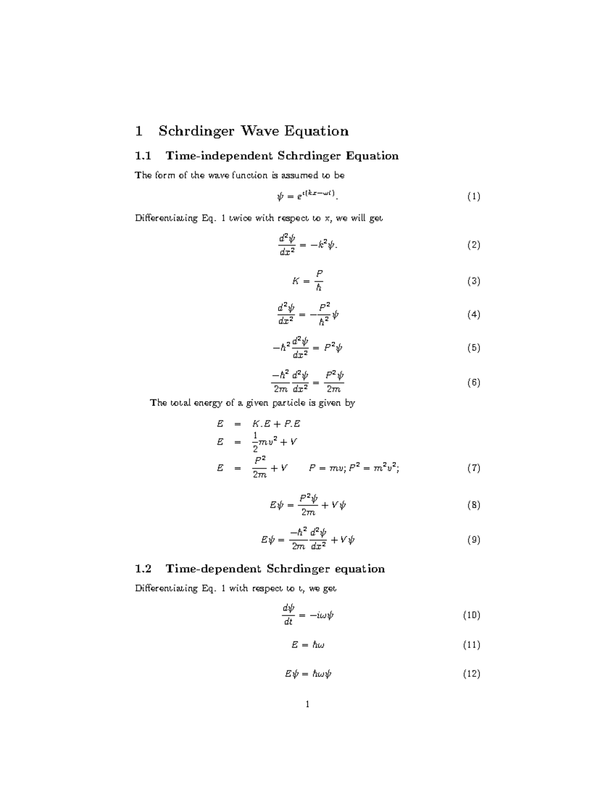 Unit-4 - good - 1 Schrdinger Wave Equation 1 Time-independent ...