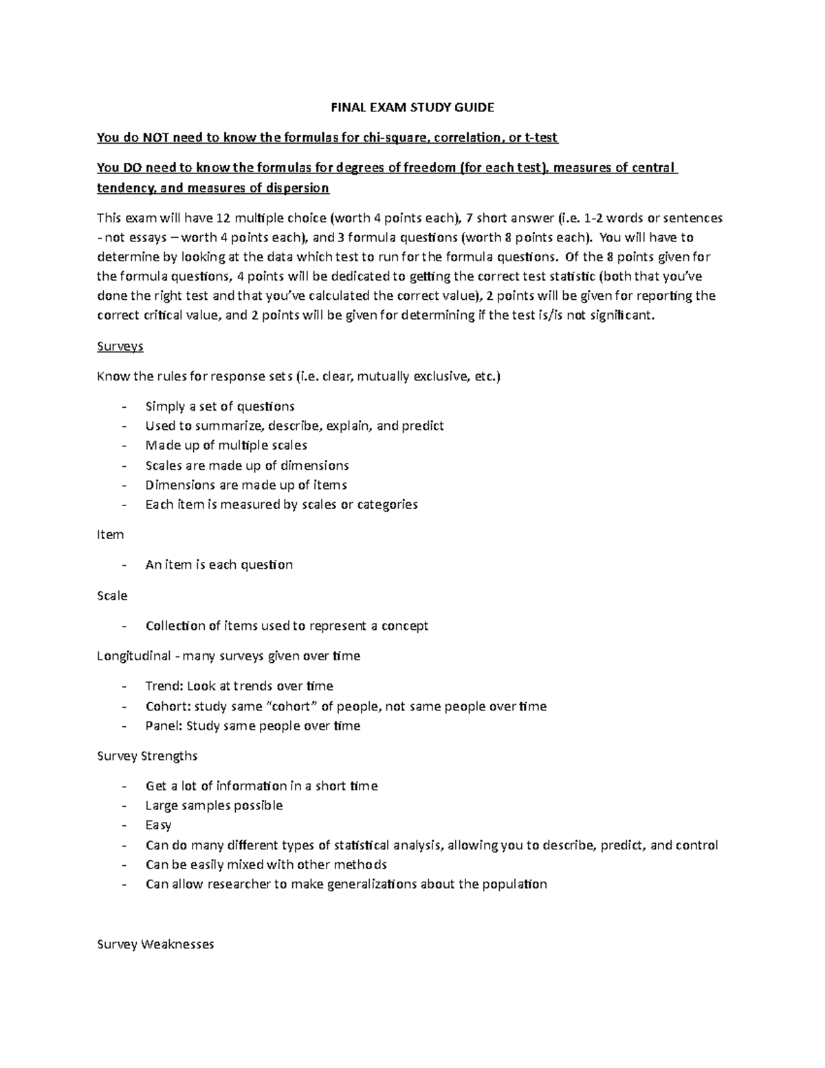 COMM 3000Q Final EXAM Study Guide - FINAL EXAM STUDY GUIDE You do NOT ...