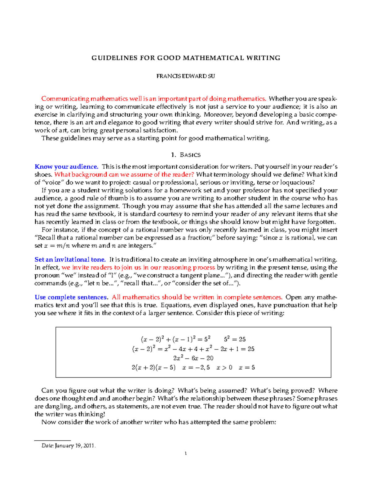 Good-math-writing - NOTES - GUIDELINES FOR GOOD MATHEMATICAL WRITING ...
