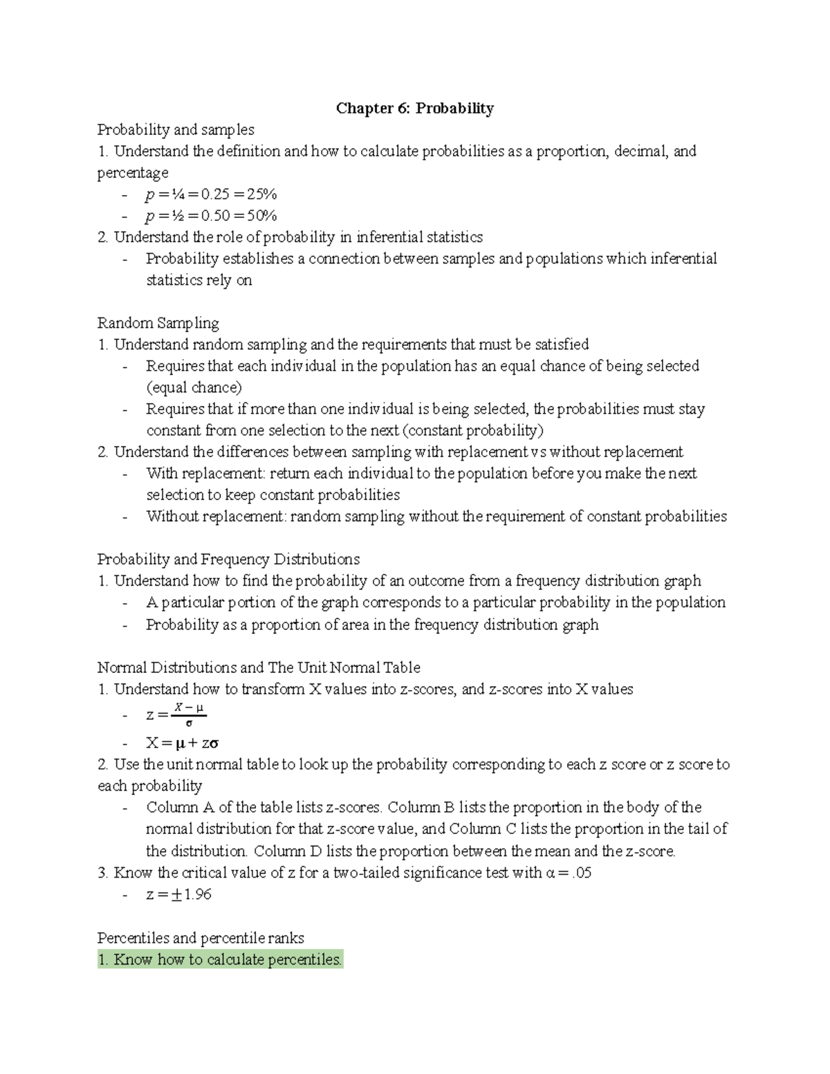Psych stats study guide 2 - Chapter 6: Probability Probability and ...