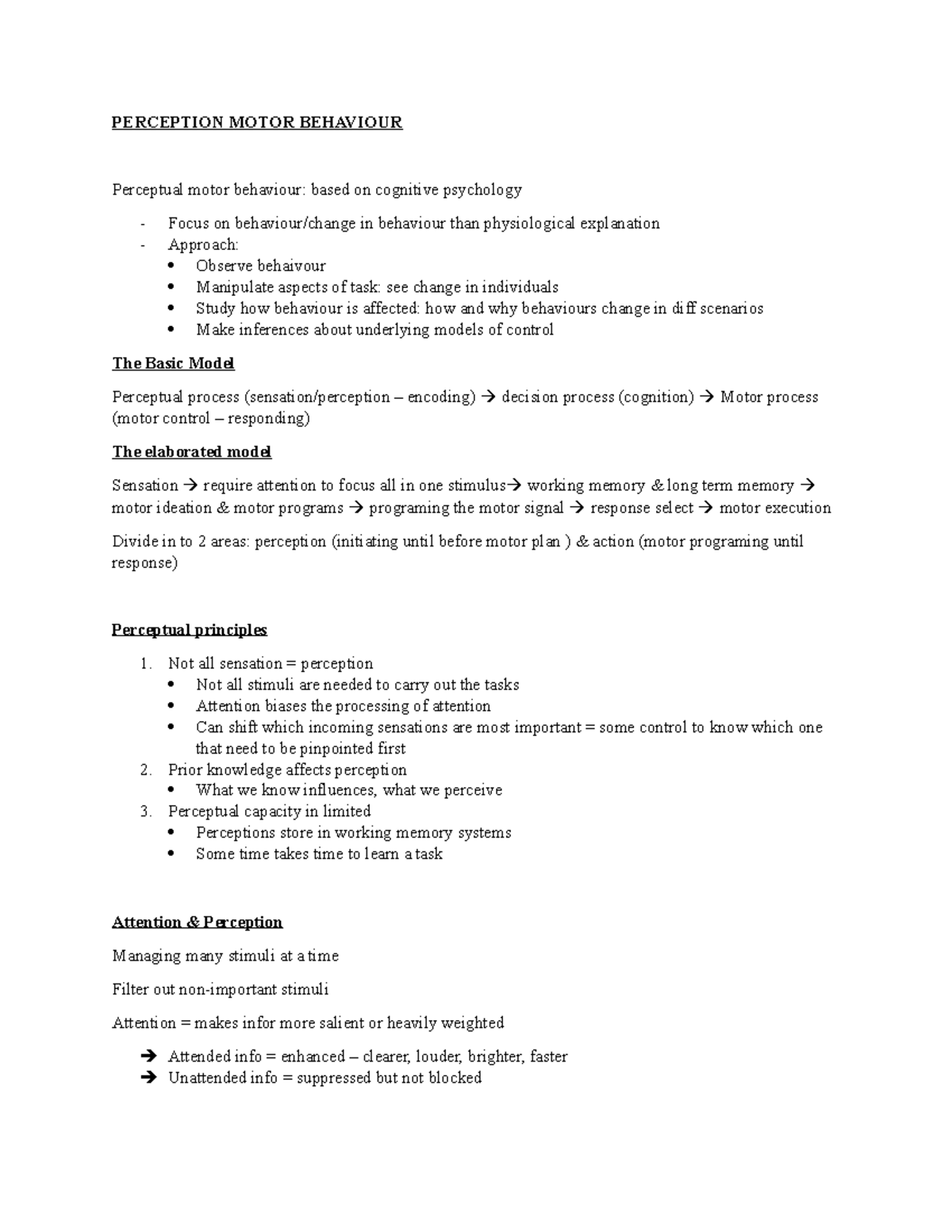 Perception Motor Behaviour - PERCEPTION MOTOR BEHAVIOUR Perceptual ...