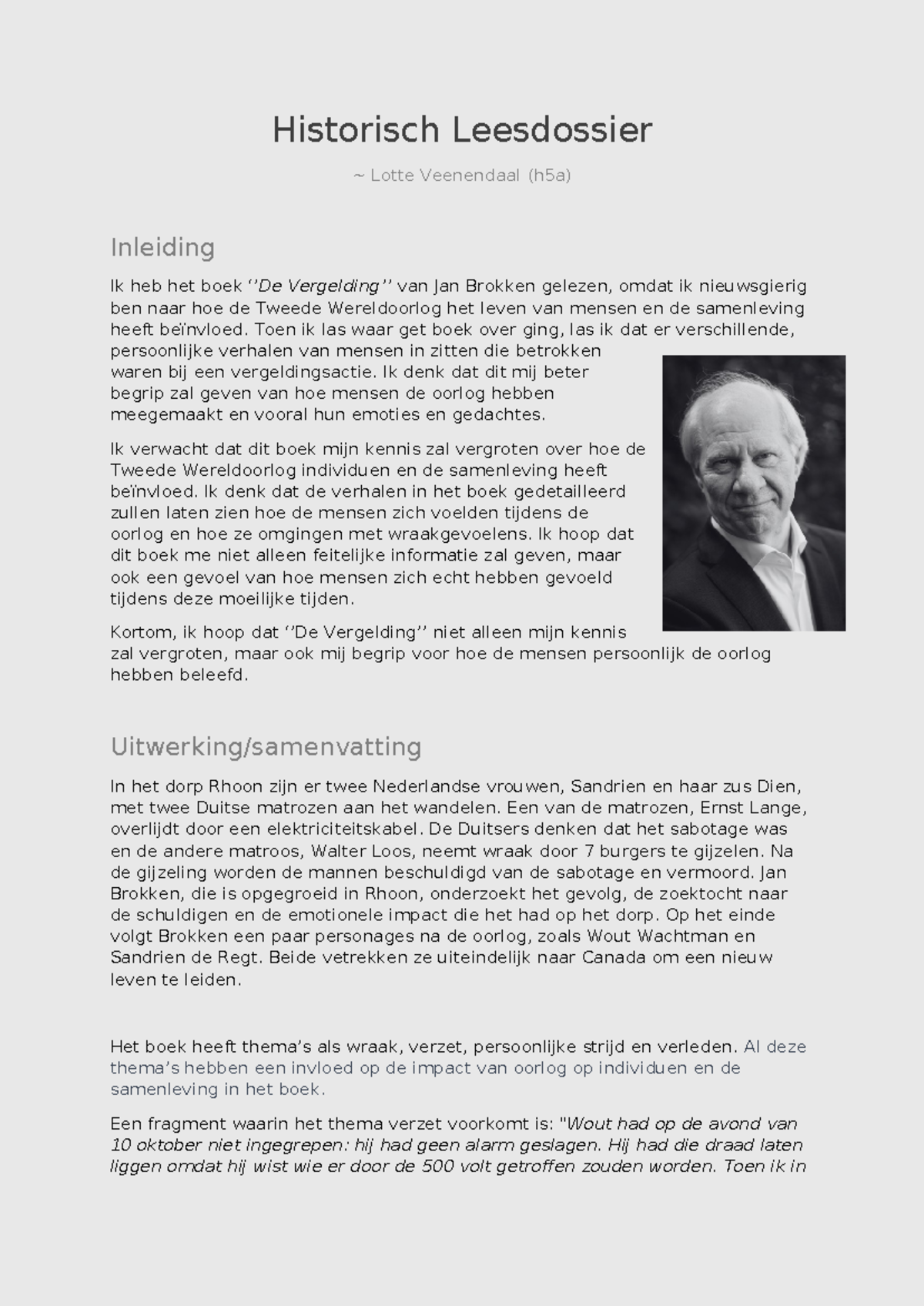 Historische Leesdossier - Toen ik las waar get boek over ging, las ik ...