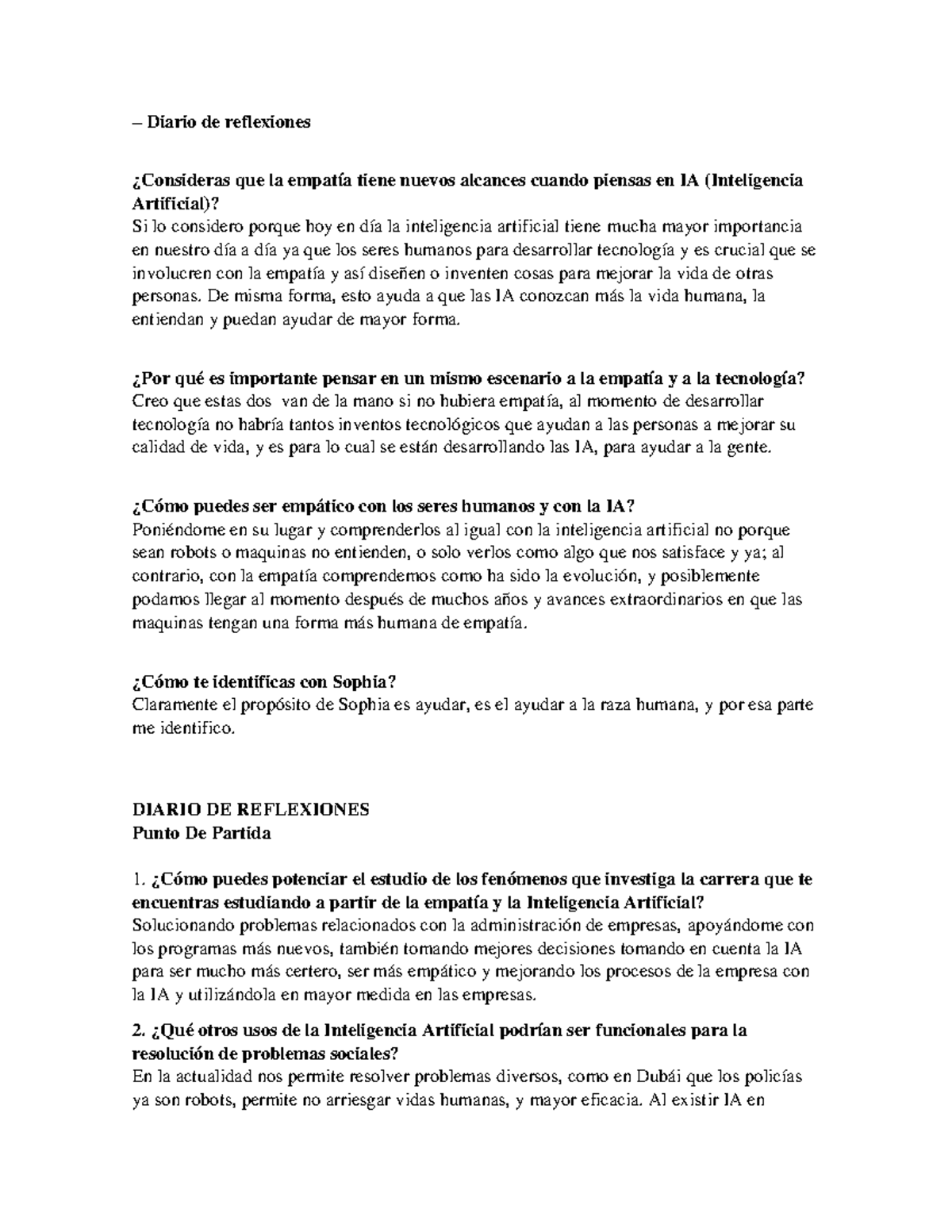 ACT2diario de reflexion empatia - Diario de reflexiones ¿Consideras que la empatía tiene nuevos ...