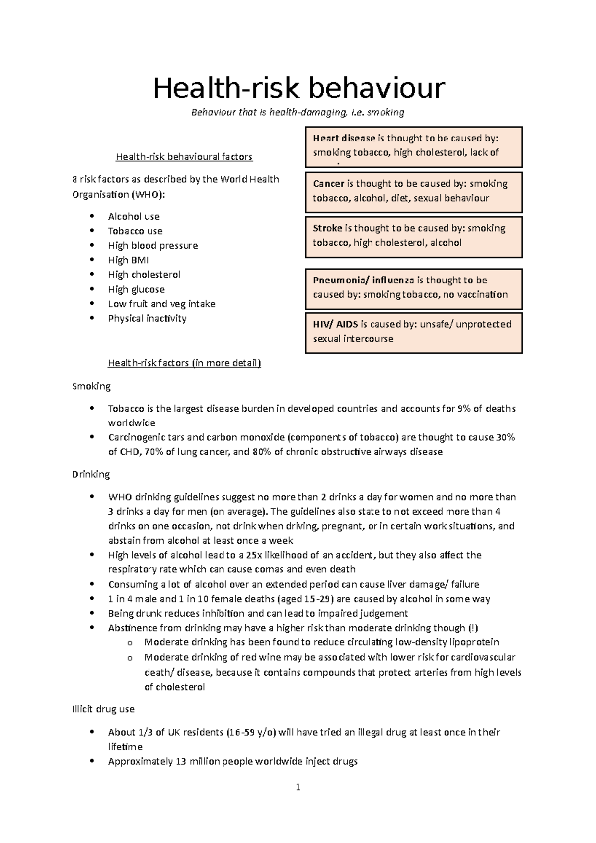 3 - Health-risk behaviour - Health-risk behaviour Behaviour that is ...
