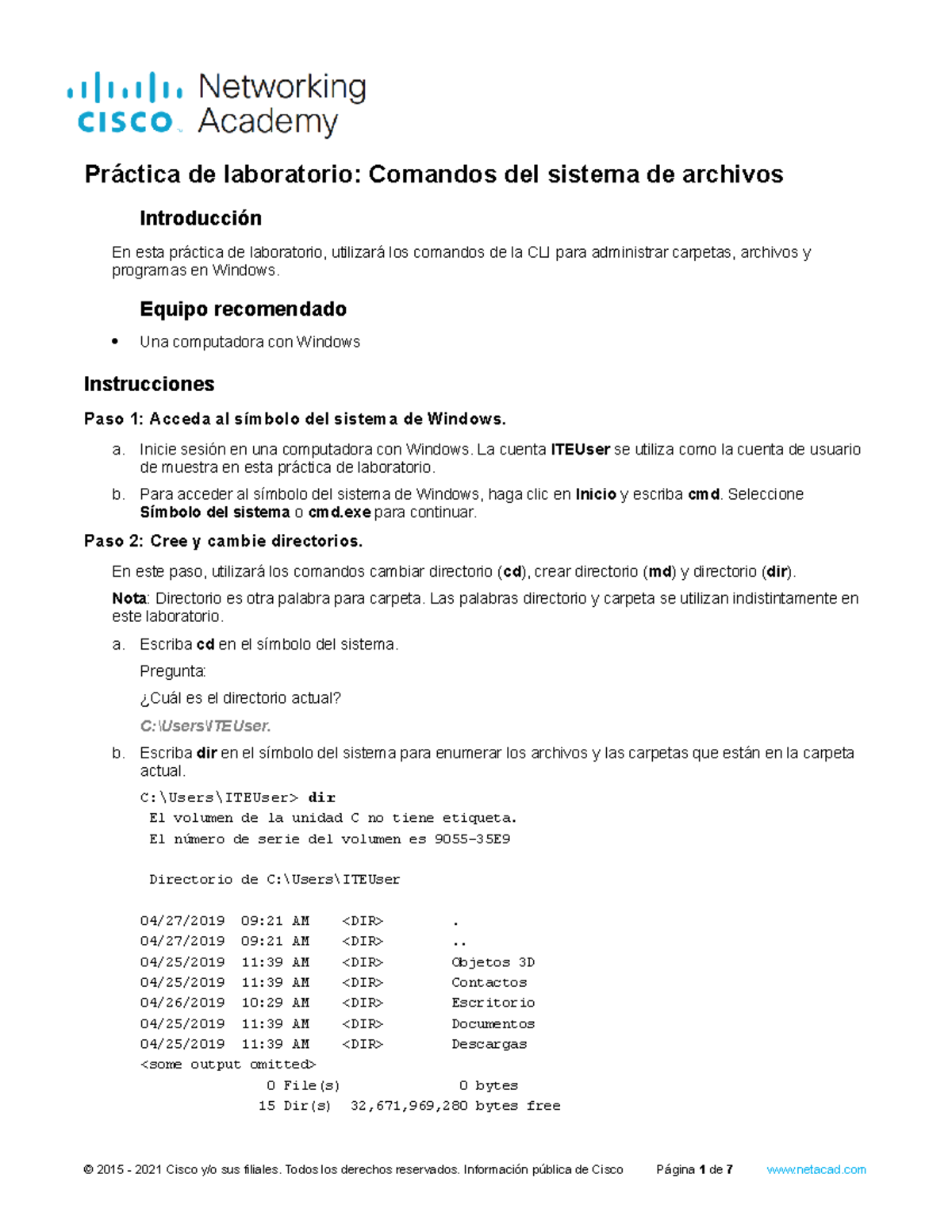 Lab File System Commands Introducción En Esta Práctica De Laboratorio Utilizará Los