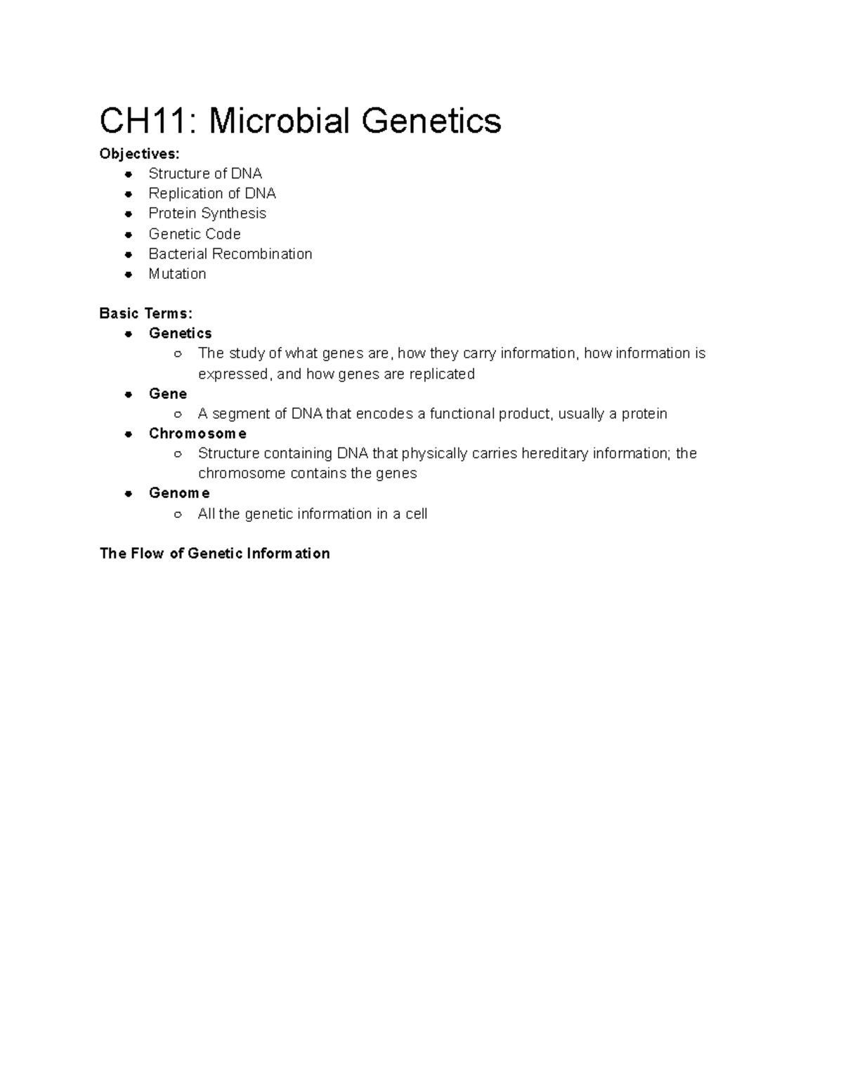 CH11 Microbial Genetics - CH11: Microbial Genetics Objectives ...