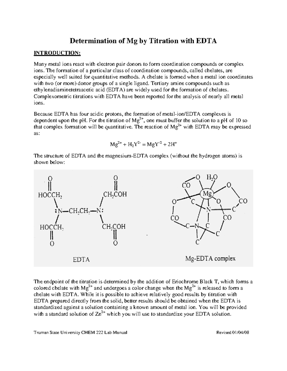 Edta - complexometric titrations - Truman State University CHEM 222 Lab ...