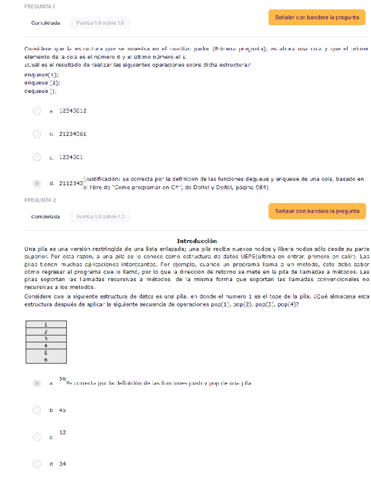 Algoritmos y estructuras de datos Puntos Extra 4 Autocalificable - PREGUNTA 1 Señalar con ...