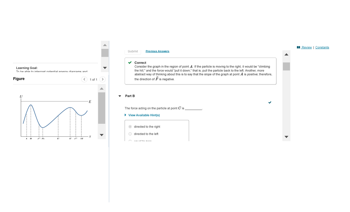 Mastering Physics Ch 07 - Potential Energy Graphs and Motion Pt. 2 - 1 ...
