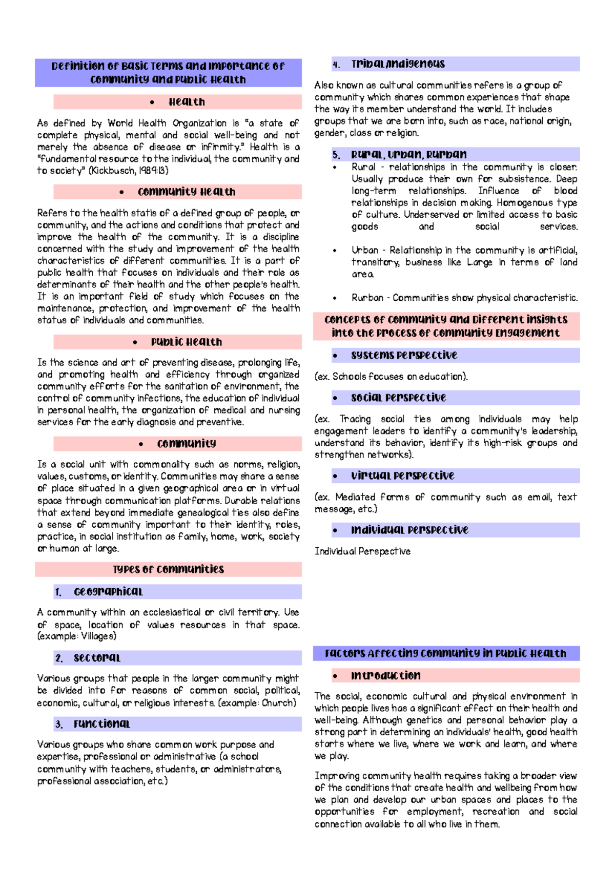 Cphmt-lab-notes - notes - Definition of Basic Terms and Importance of ...