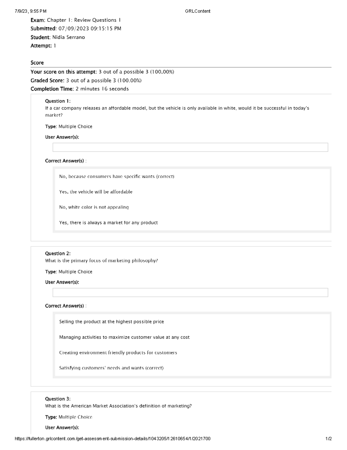 Chapter 1 Review Questions - MKTG 351 - 7/9/23, 9:55 PM GRLContent ...