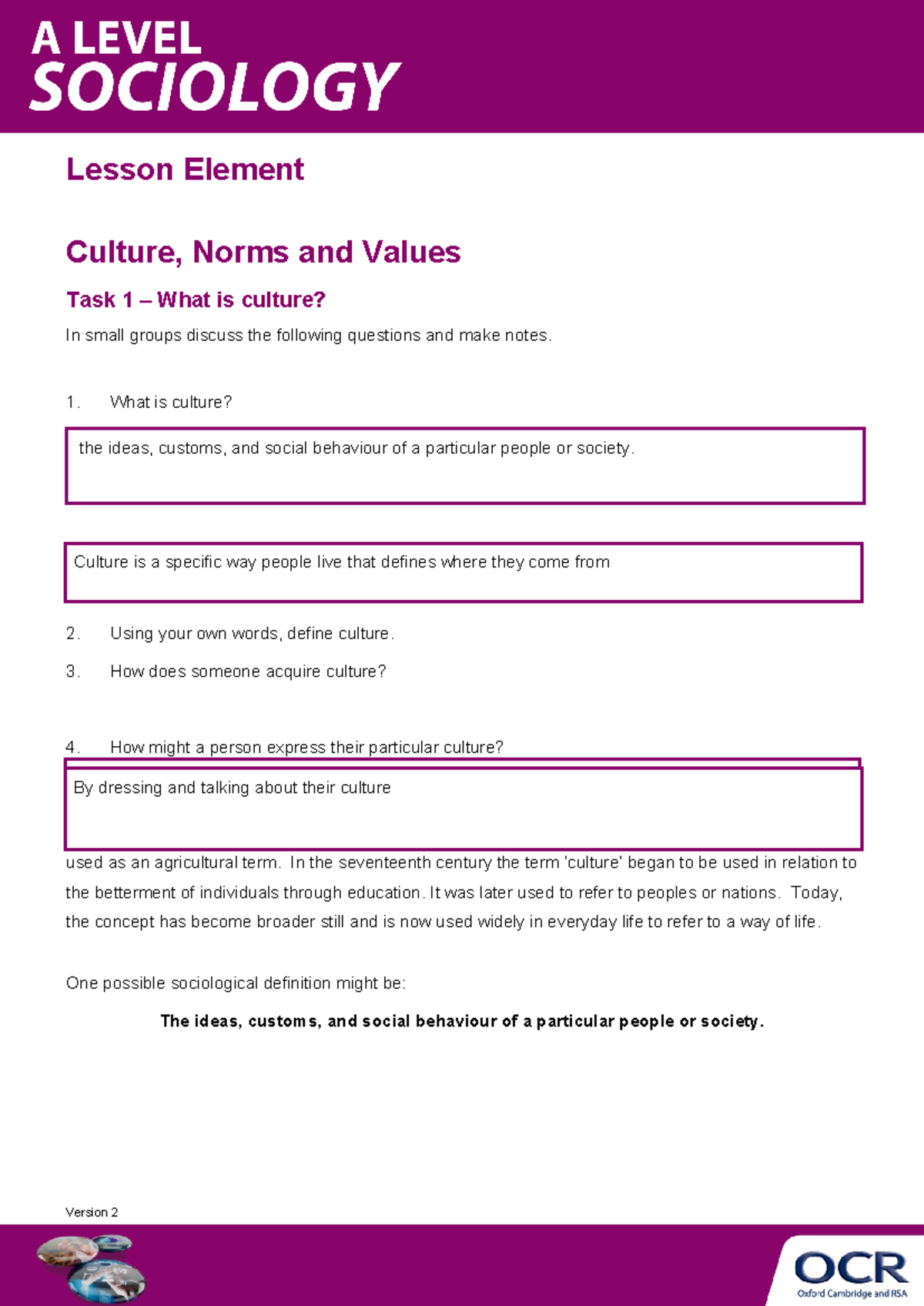 Copy of culture-norms-and-values-activities-Assessment - Lesson Element ...