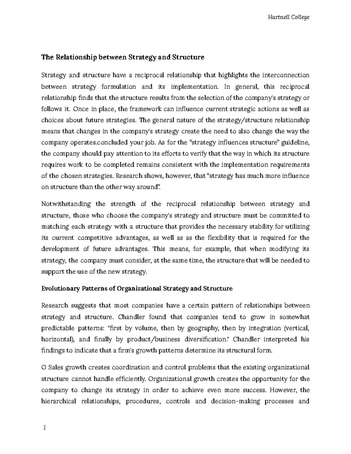 The Relations between Strategy and Structure. - The Relationship ...