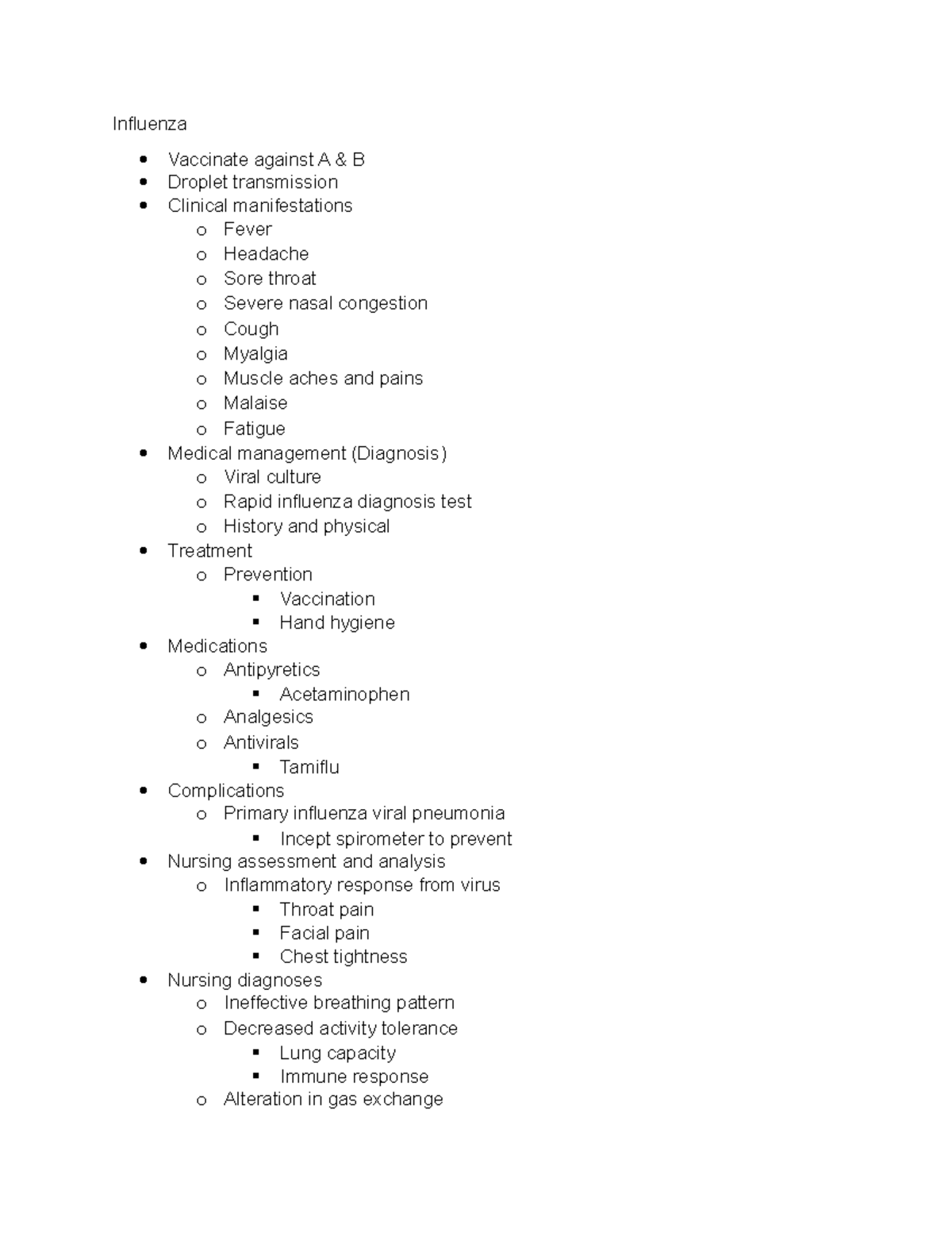 Med surge-respiratory - Influenza Vaccinate against A & B Droplet ...