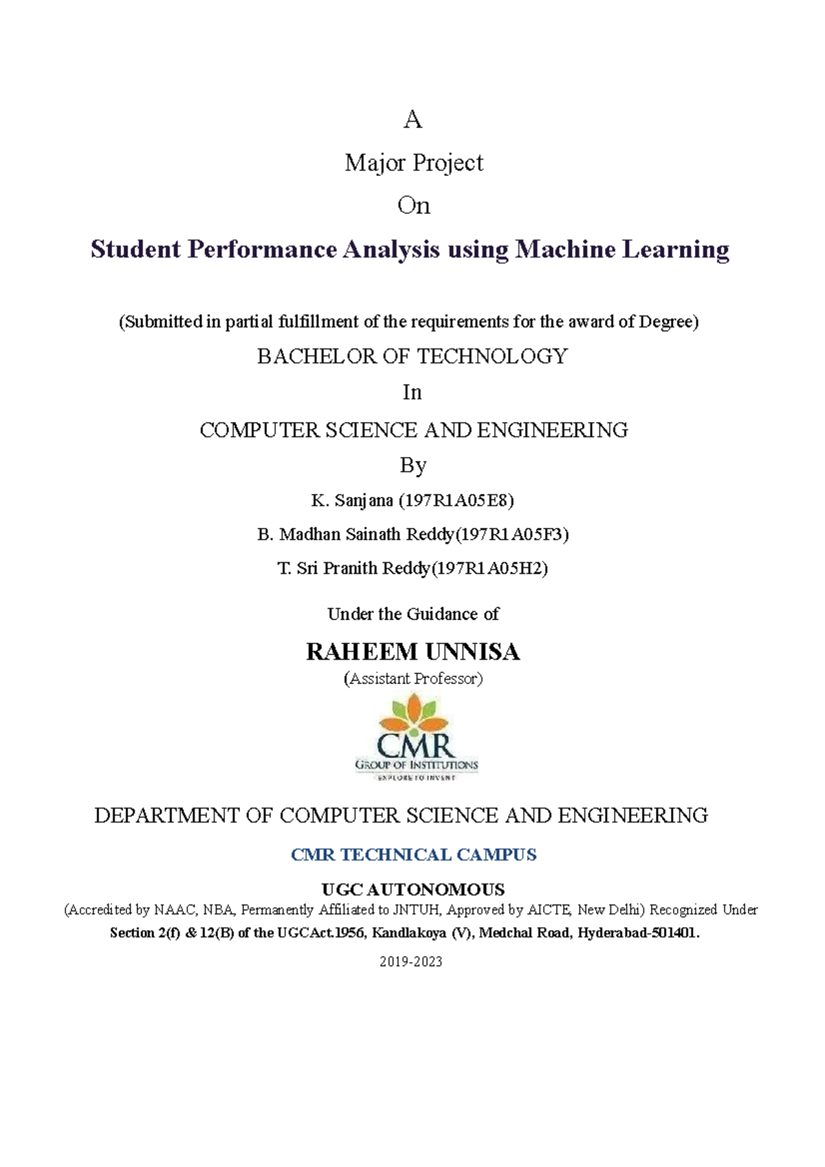 Final Abstract - l[kojihuterdtfgyuhijokp - A Major Project On Student ...