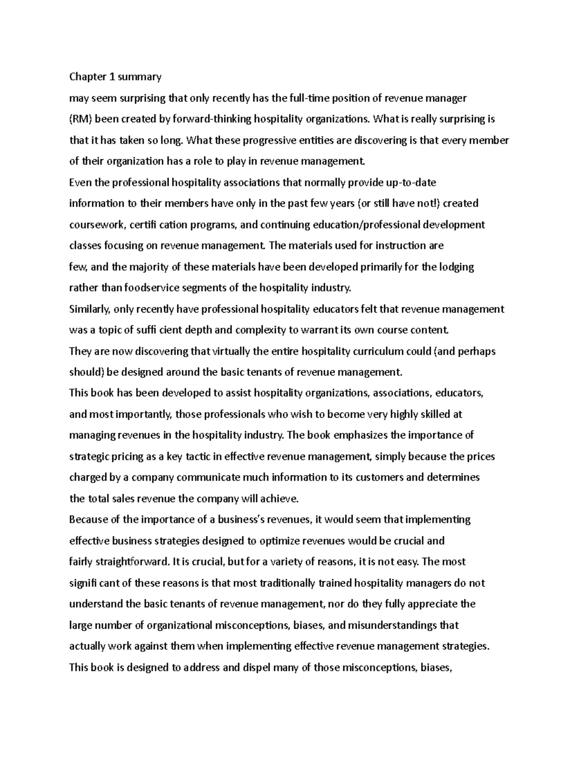 Chapter 1 summary - Chapter 1 summary may seem surprising that only ...