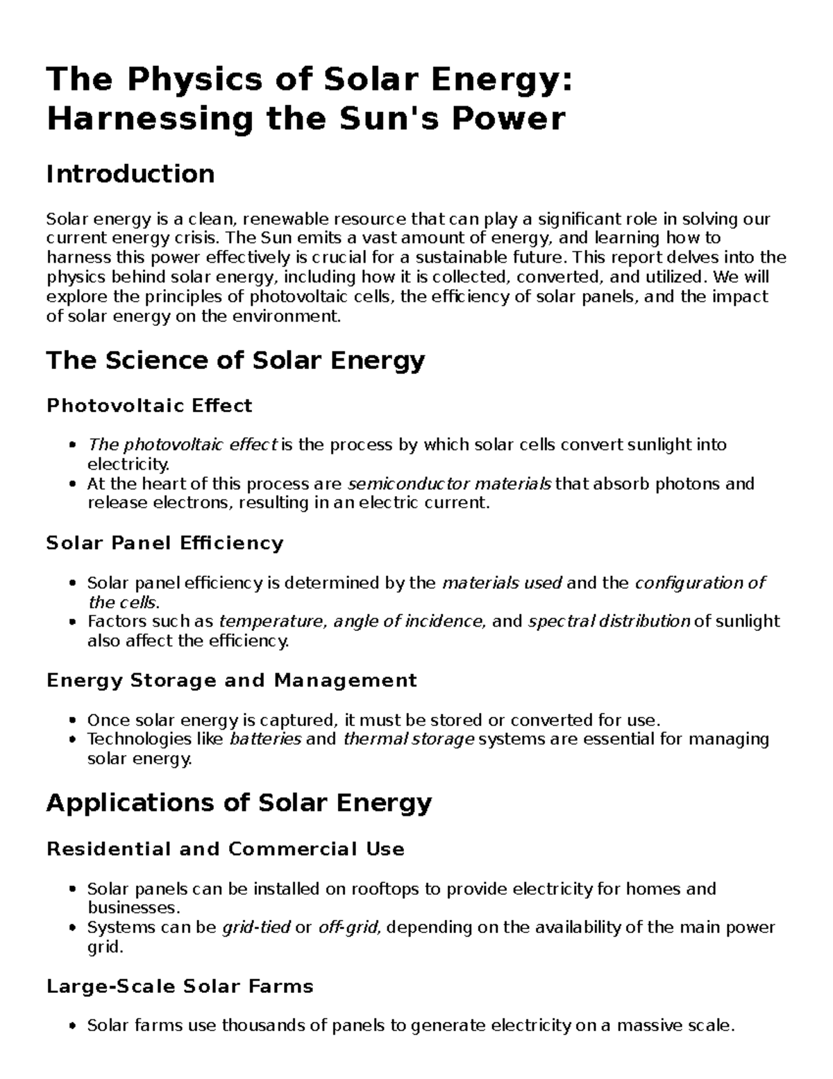 The Physics of Solar Energy Harnessing the Sun's Power - The Physics of ...