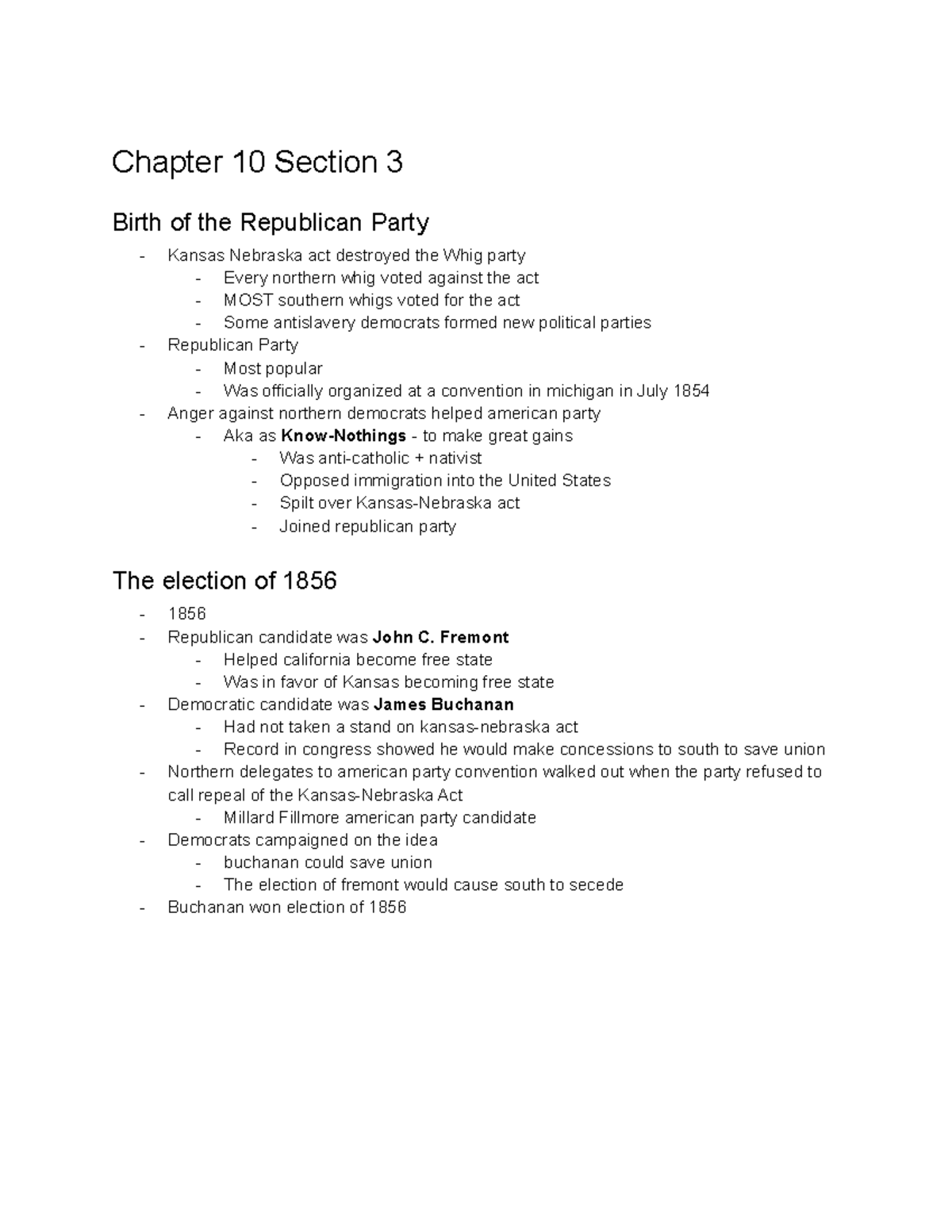 Chapter 10 Section 3 - History Summary - Chapter 10 Section 3 Birth of ...
