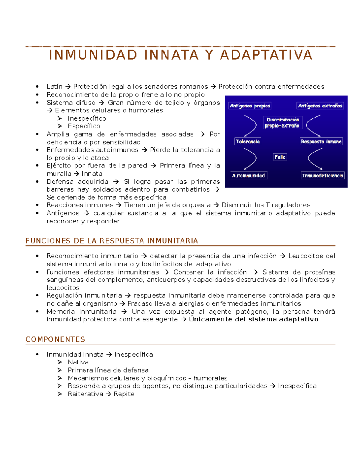 Inmunidad innata y adaptativa - INMUNIDAD INNATA Y ADAPTATIVA Latín Protección legal a los - Studocu