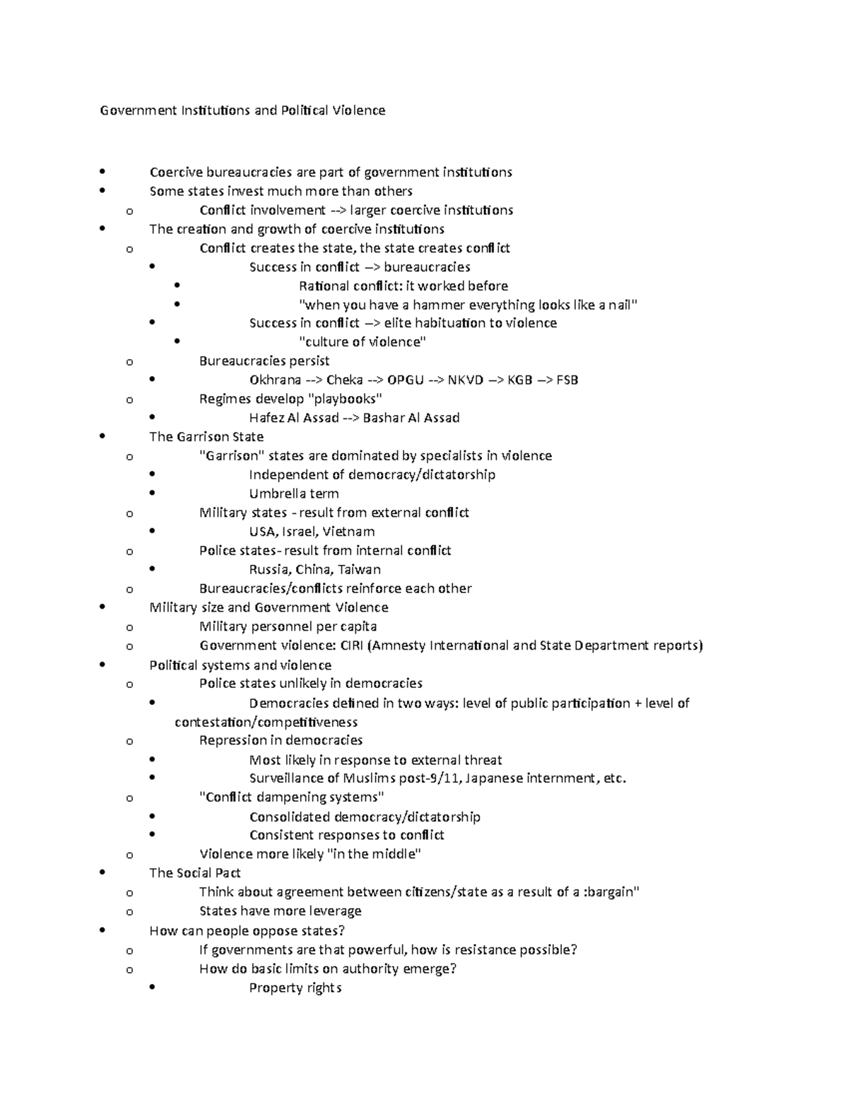 Gov Institutions and Violence - Government Institutions and Political ...