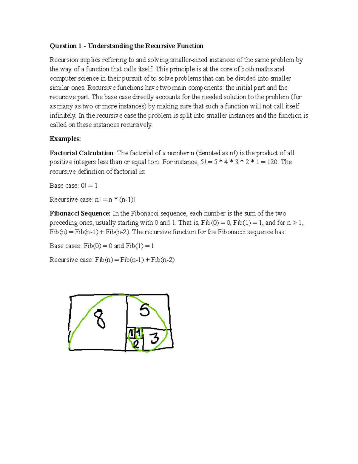 Math Assignment Unit 4 - Question 1 - Understanding the Recursive Function Recursion implies ...