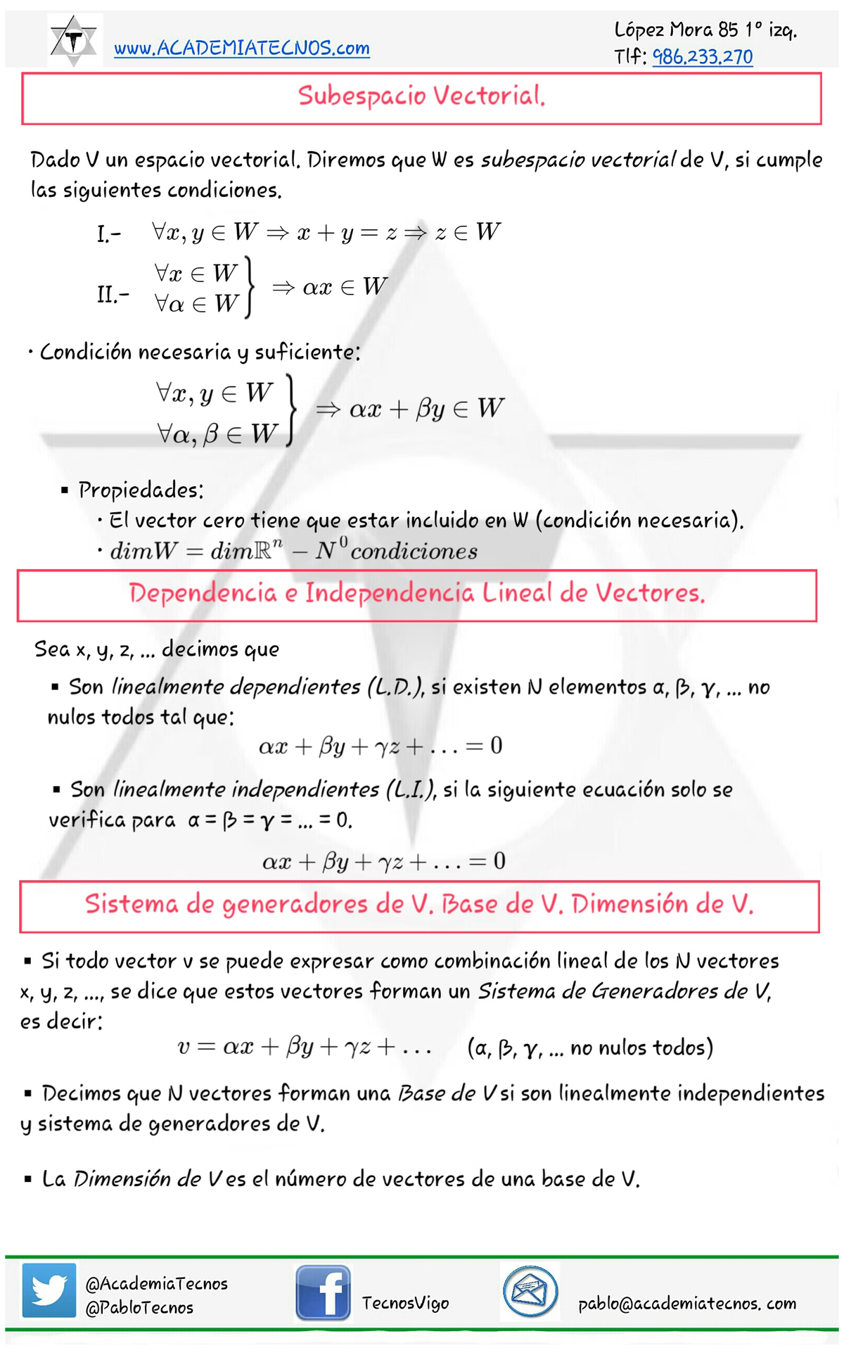 Teoria Algebra - Resumen de toda la teoría de la asignatura ...