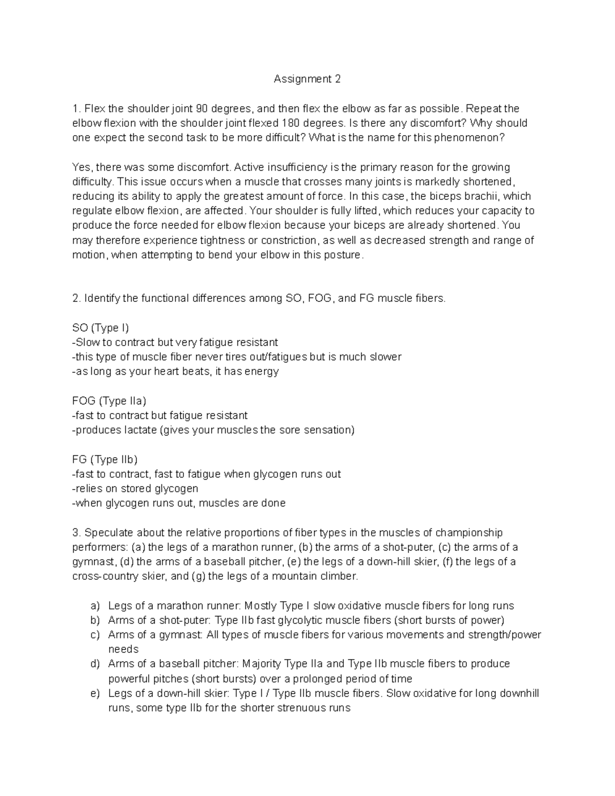 Biomechanics Assignment #2 - Assignment 2 Flex the shoulder joint 90 ...