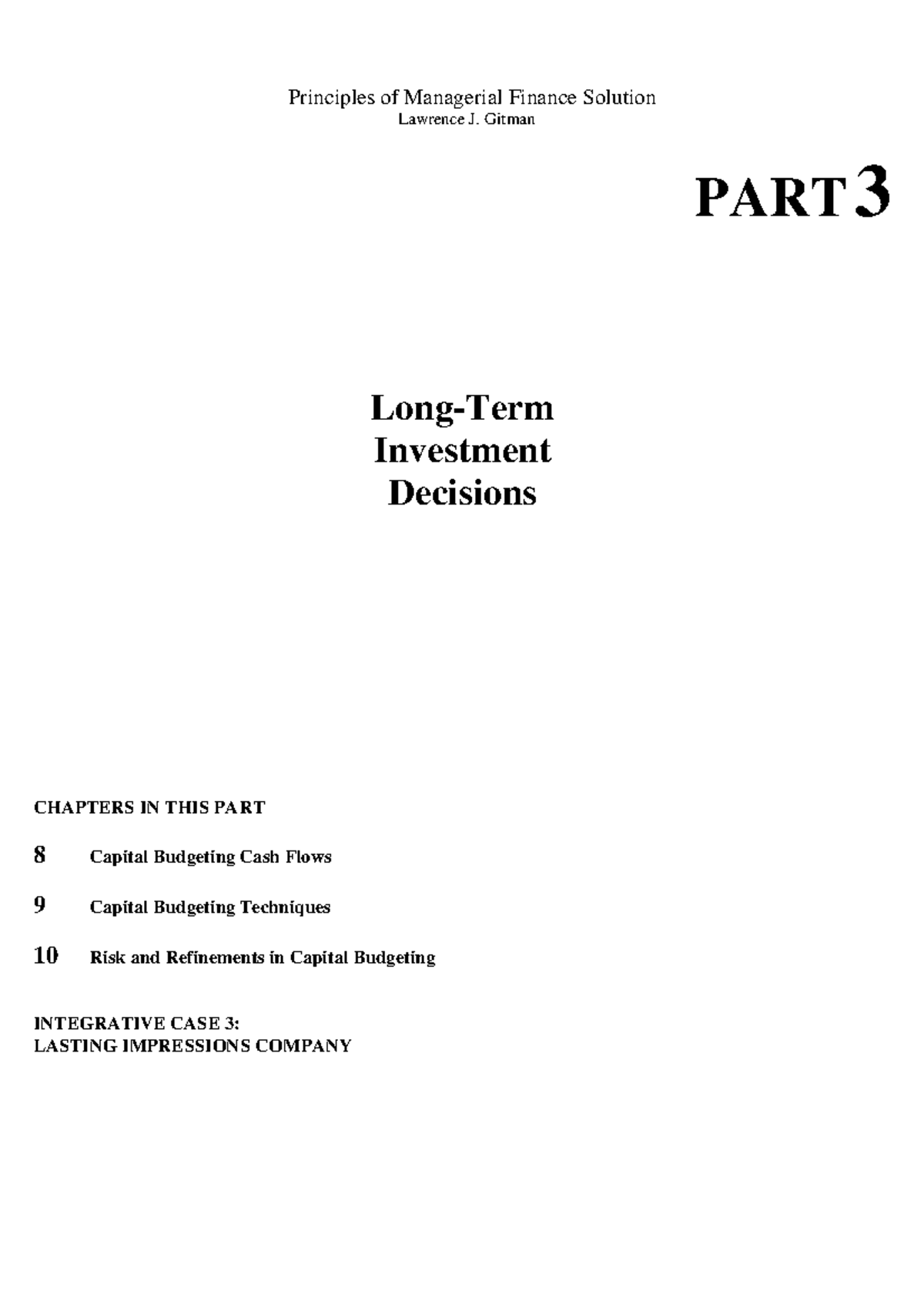 Chapter 8 - Gitman book solution - Principles of Managerial Finance Solution Lawrence J. Gitman ...