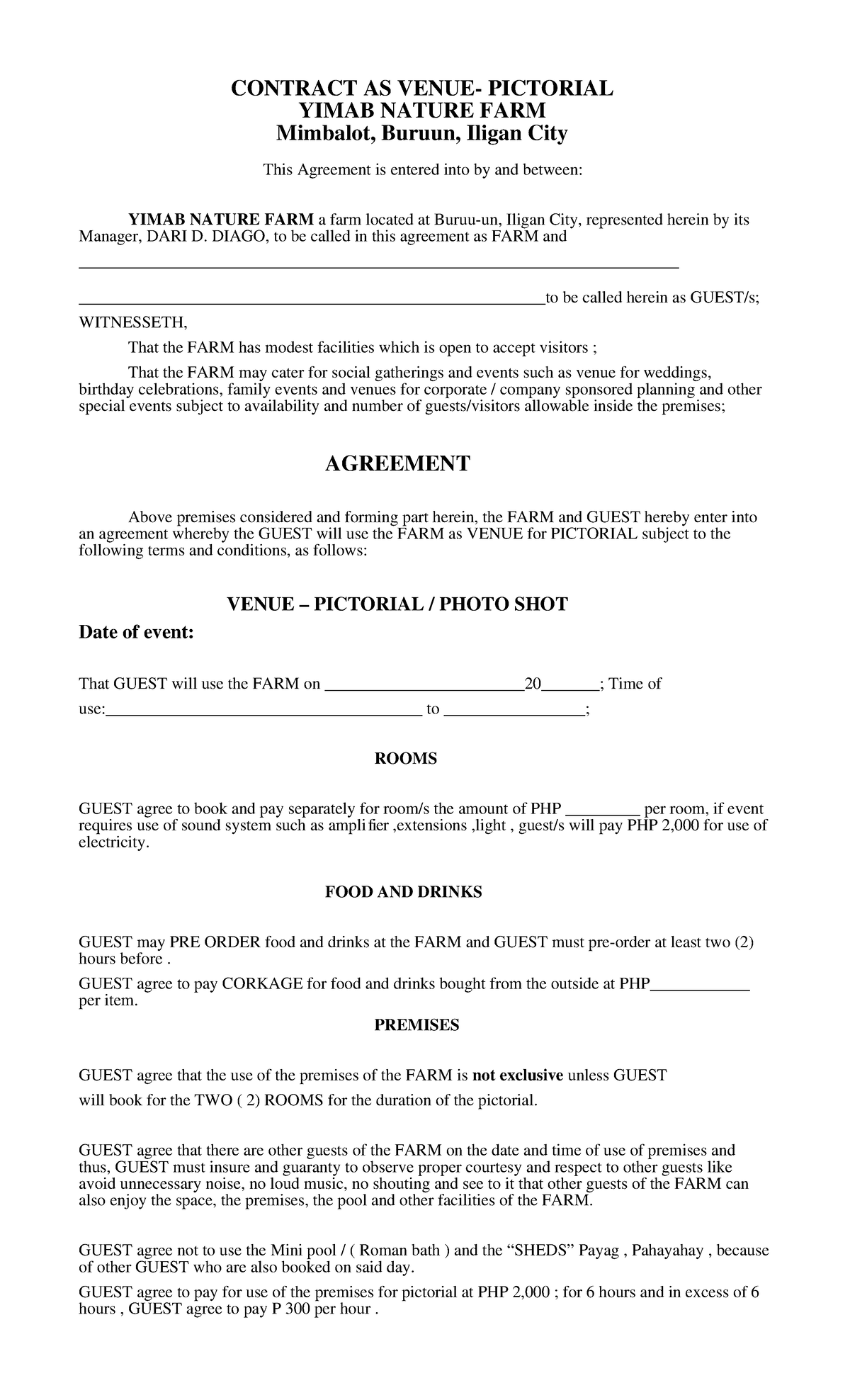 Revise contract - CONTRACT AS VENUE- PICTORIAL YIMAB NATURE FARM ...