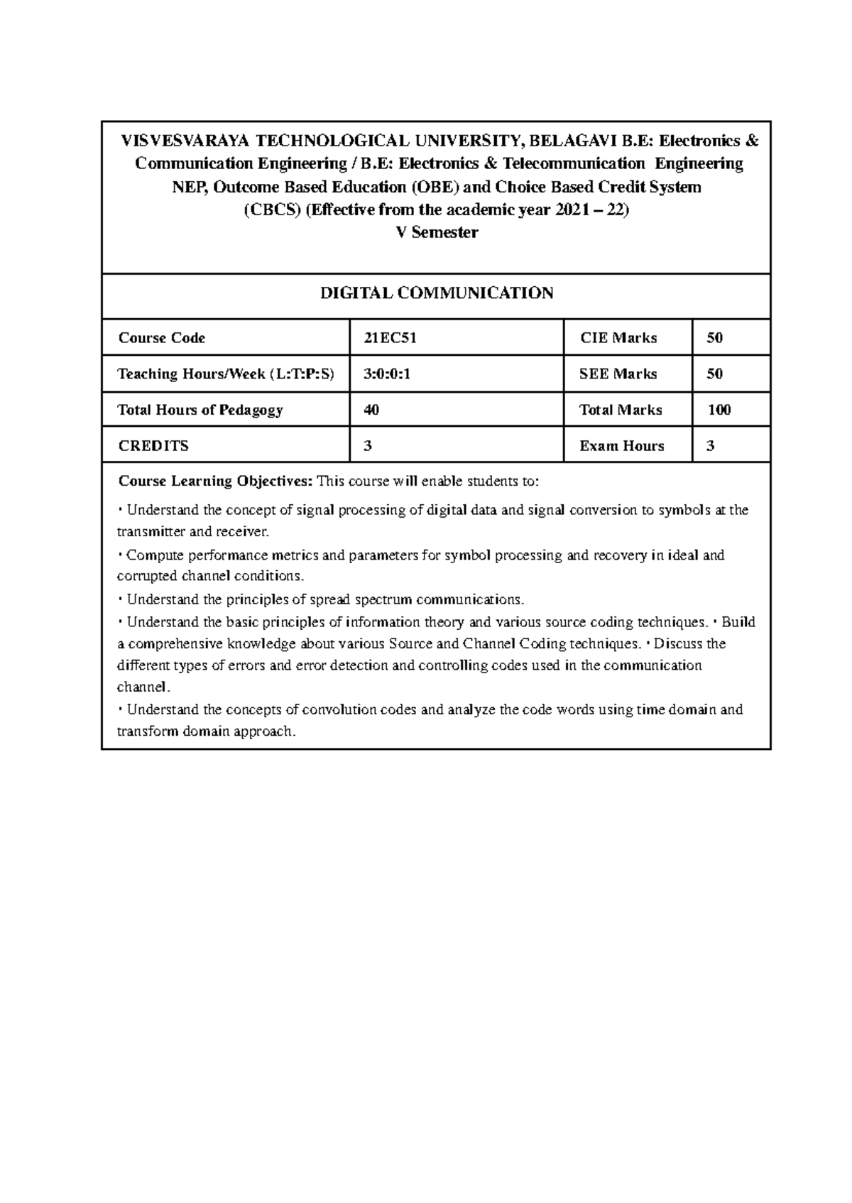 21EC51 DC Module 1 - VISVESVARAYA TECHNOLOGICAL UNIVERSITY, BELAGAVI B ...