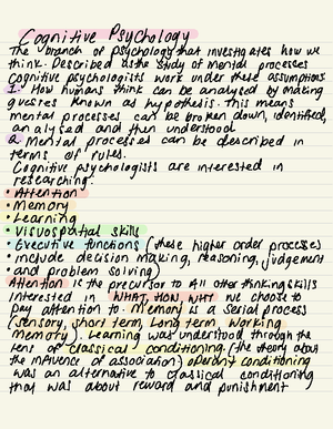 Dot points - class notes and textbook notes - Dot point 1 Psychological ...