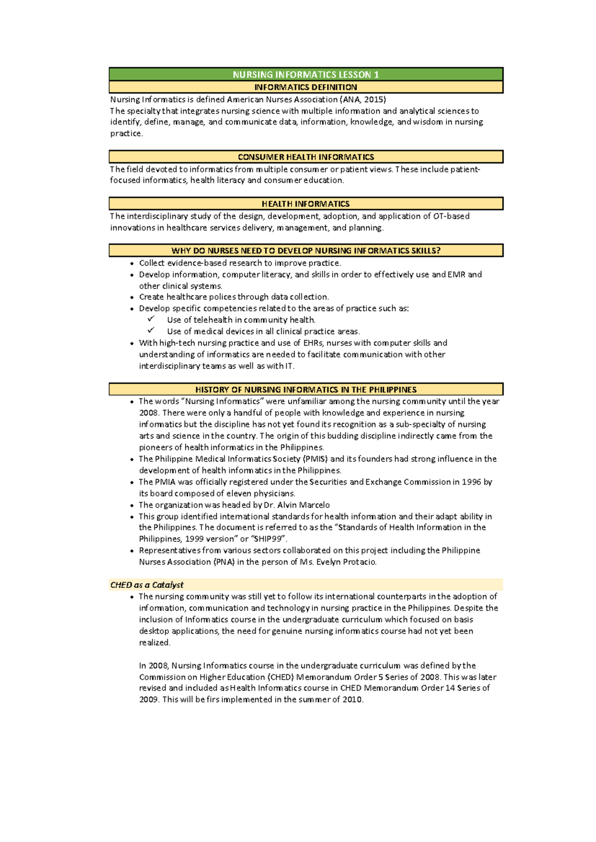NCM 110 Exam Reviewer 2 Midterm - NURSING INFORMATICS LESSON 1 ...