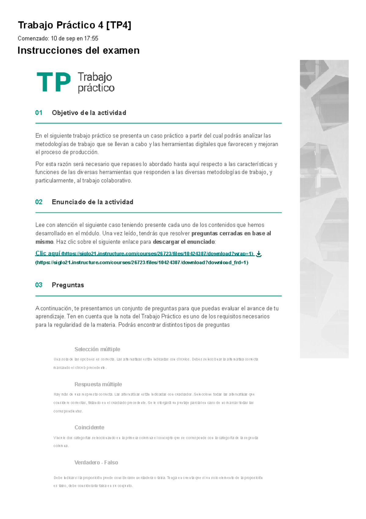[TP4] rec inf 90% - 90% - Trabajo Práctico 4 [TP4] Comenzado: 10 de sep en 17: Instrucciones del ...