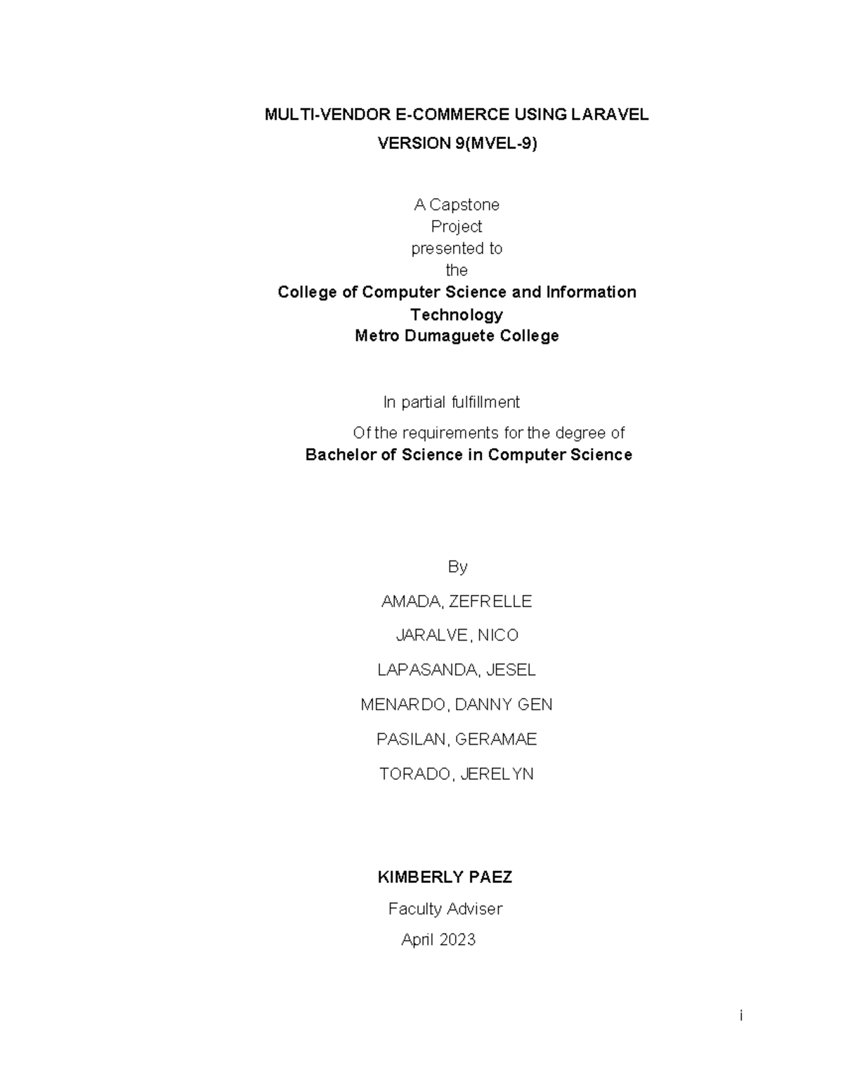 Capstone final - MULTI-VENDOR E-COMMERCE USING LARAVEL VERSION 9(MVEL-9 ...