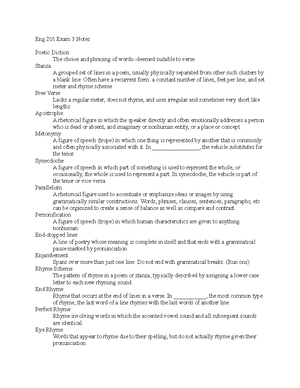 Eng 201 Final Exam Notes - Eng 201 Final Exam Notes Alliteration The ...