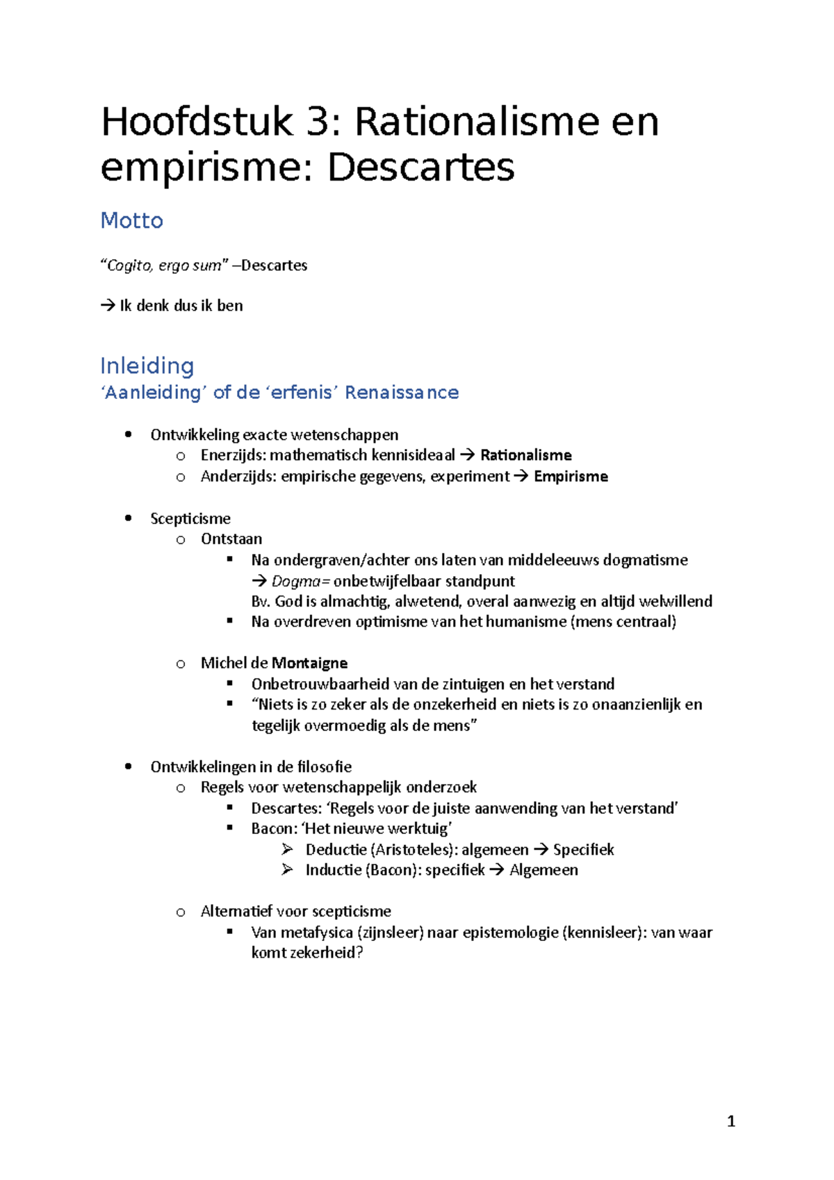 Hoofdstuk 3-Rationalisme en emprisme Descartes - Hoofdstuk 3 ...