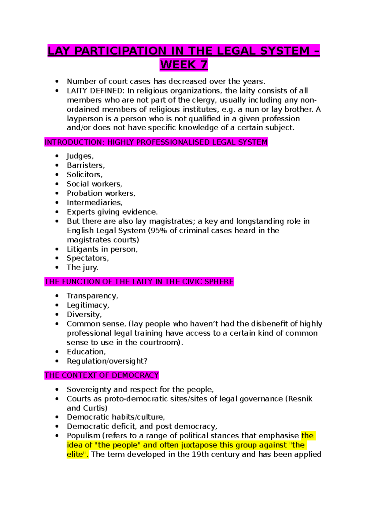 MT Lecture 5 - Lay Participation in the Legal System - LL109 - London ...