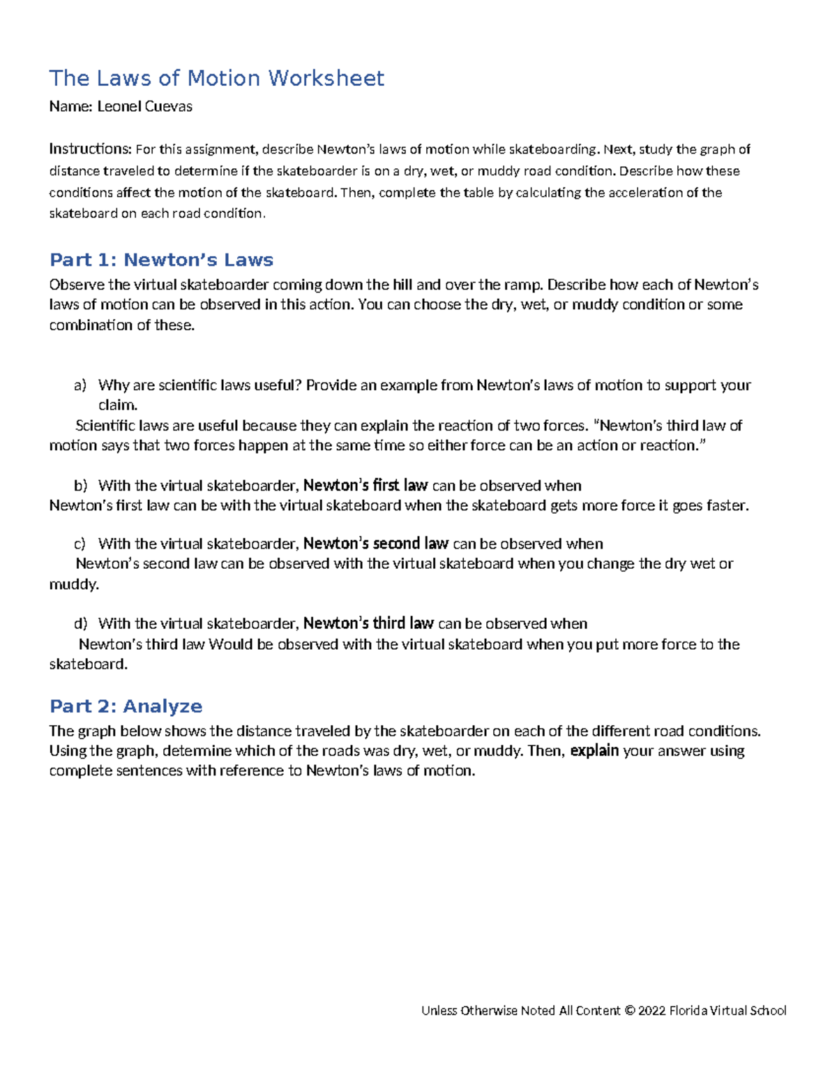 1 04 student worksheet (1) yea - The Laws of Motion Worksheet Name ...