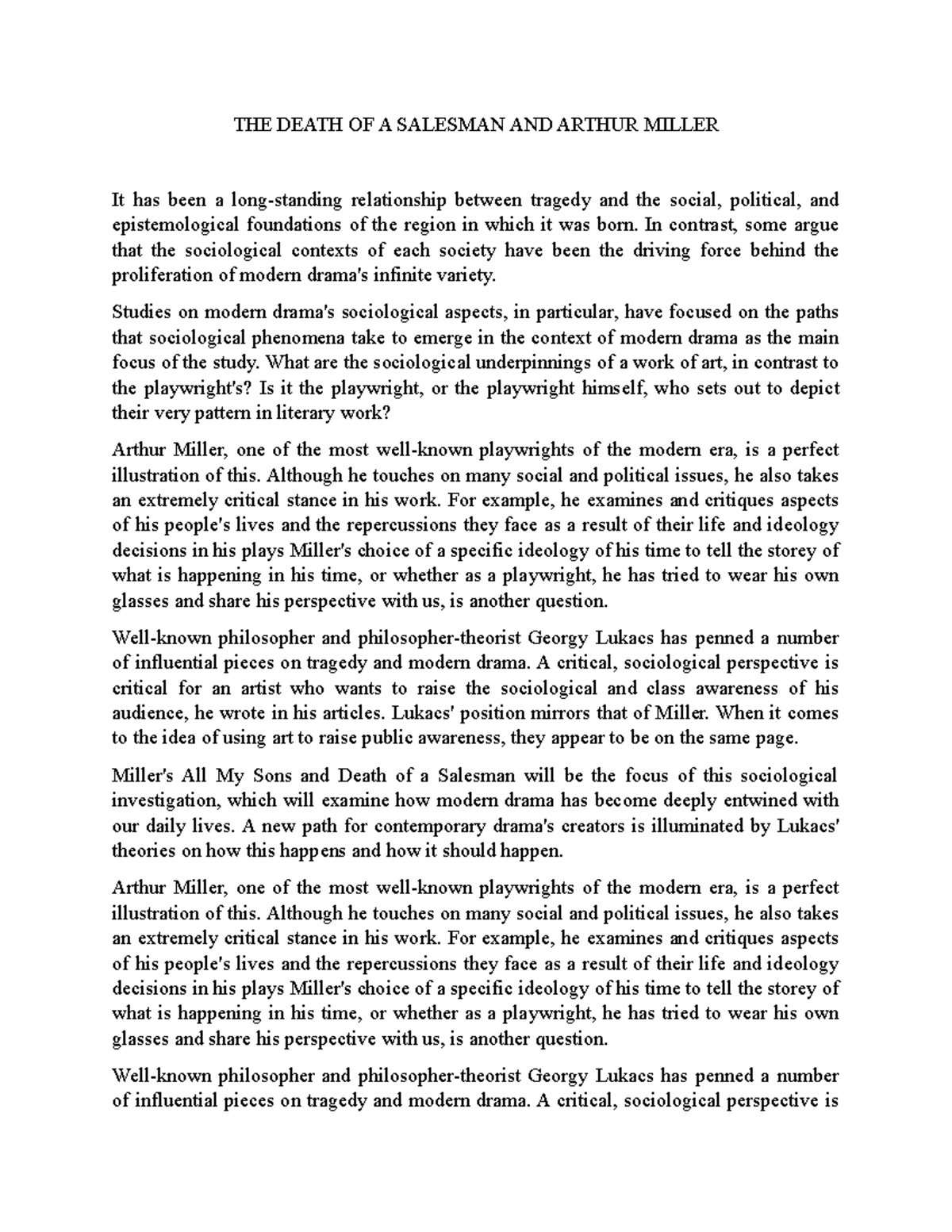 THE Death OF A Salesman AND Arthur Miller - THE DEATH OF A SALESMAN AND ...