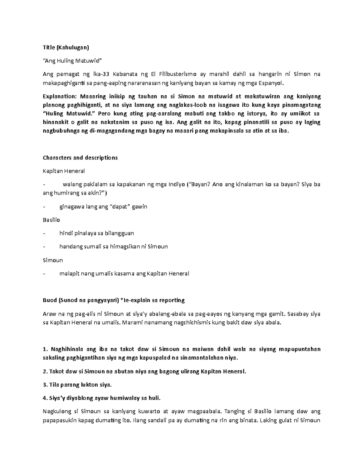 Kabanata 33 FILIPINO FILIPINO FILIPINO FILIPINO - Title (Kahulugan ...