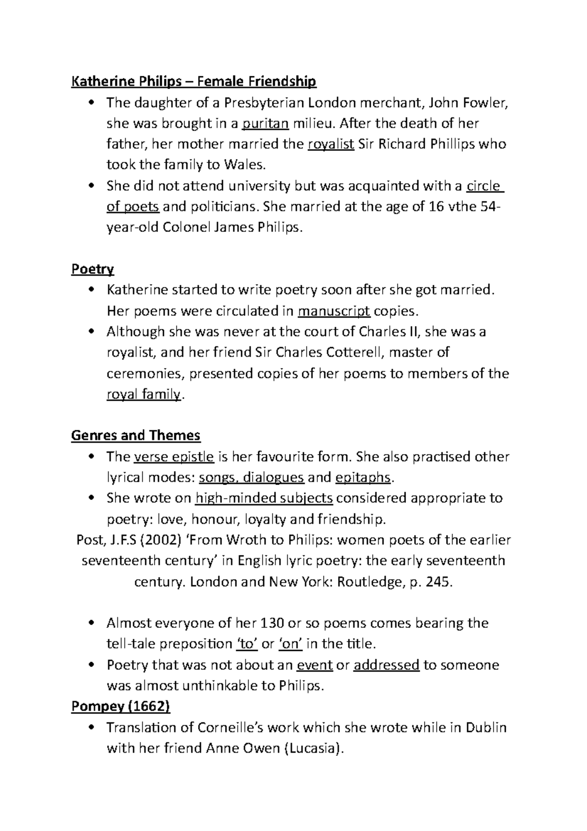 17th Century Poetry Katherine Philips - Katherine Philips – Female ...