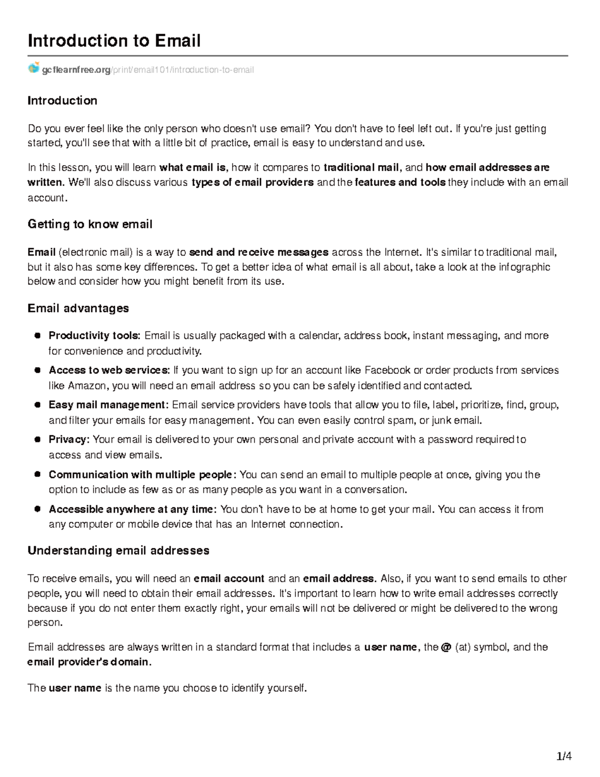 networking and email material - Introduction to Email gcflearnfree ...