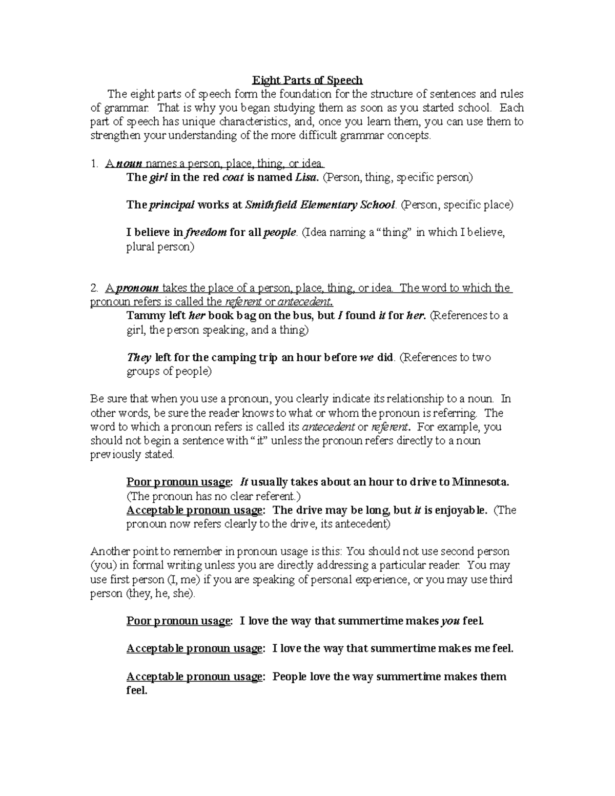 Eight Parts of Speech - This tackles - Eight Parts of Speech The eight ...