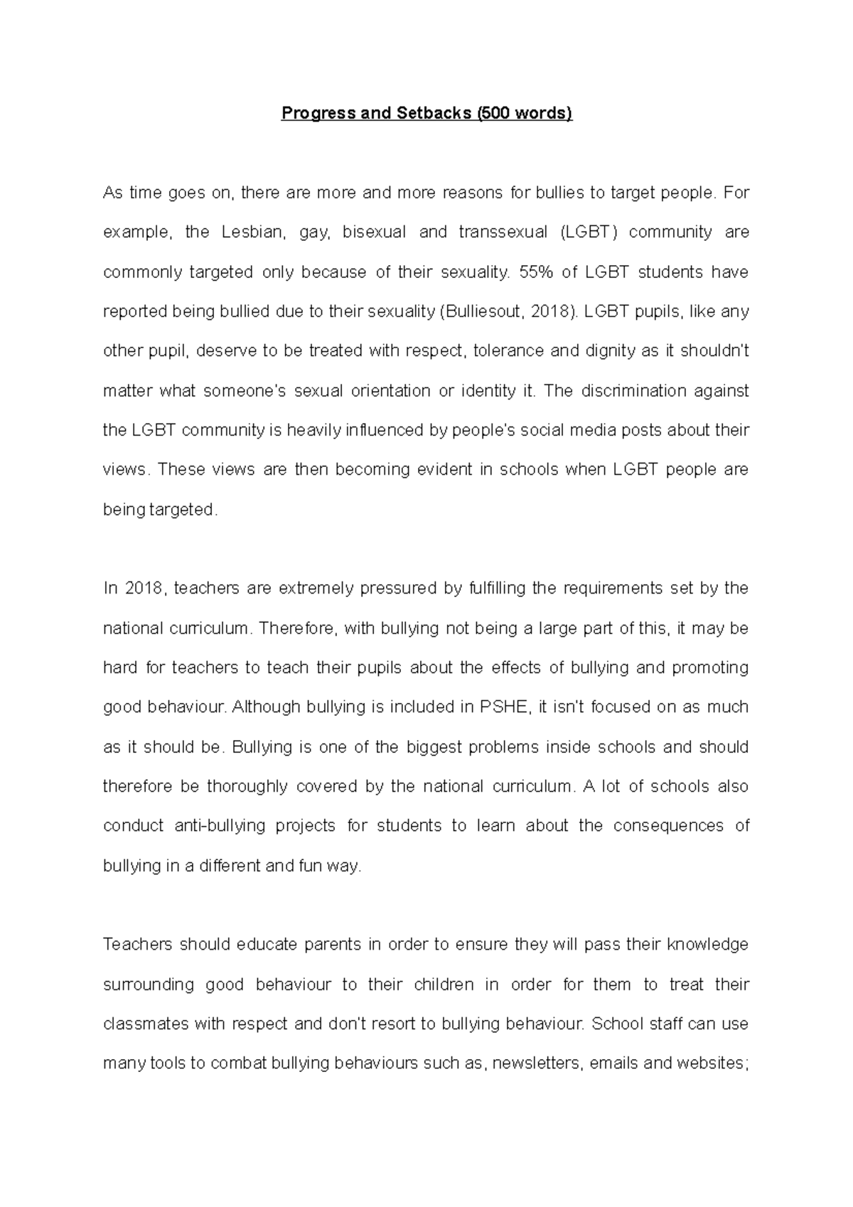 Progress and Setbacks - Assignment 1 - Progress and Setbacks (500 words ...