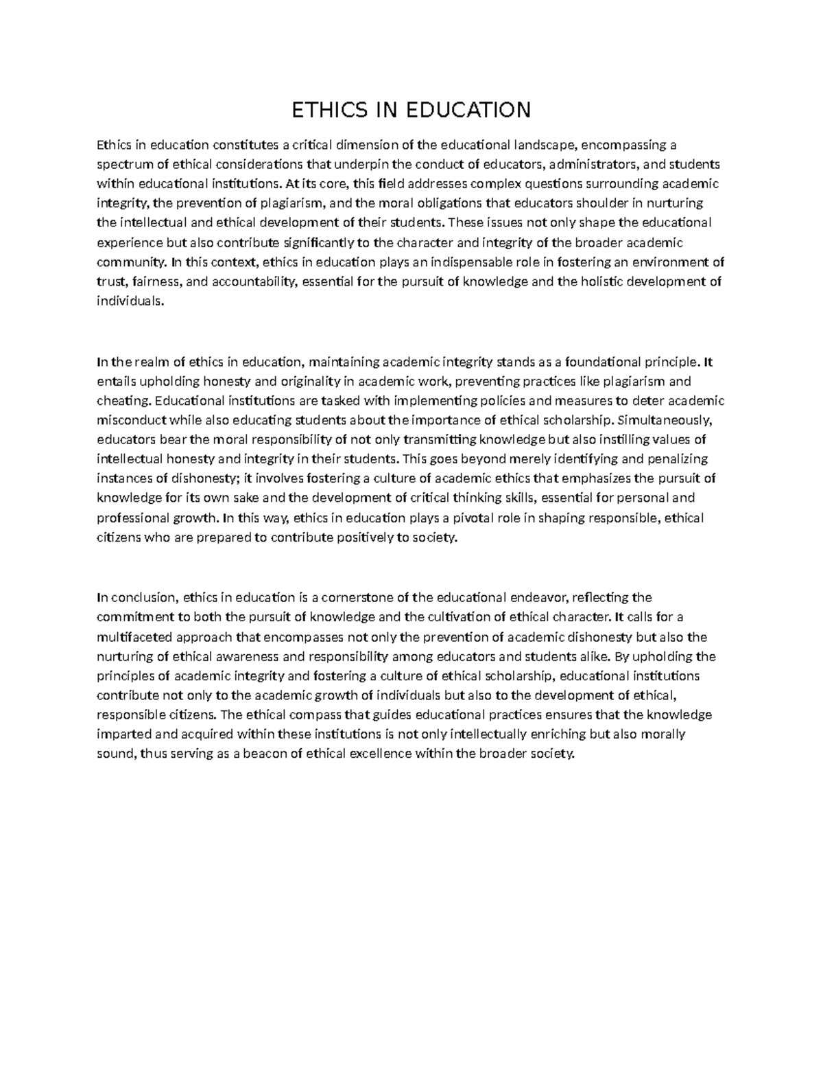 Ethics IN Education - REVIEWER - ETHICS IN EDUCATION Ethics in ...