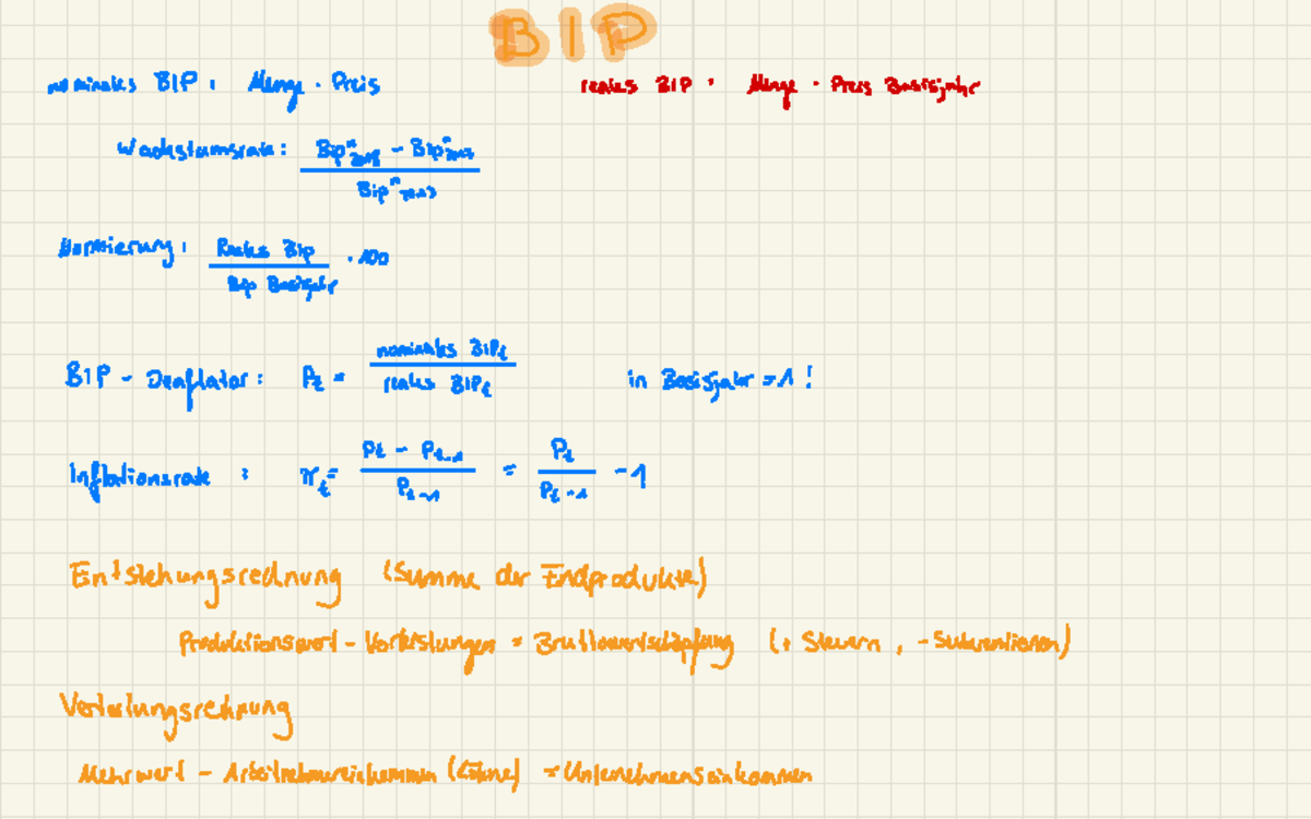 Formelsammlung Makro - 3 nominales BIP : Menge Preis reales BIP : Menge ...